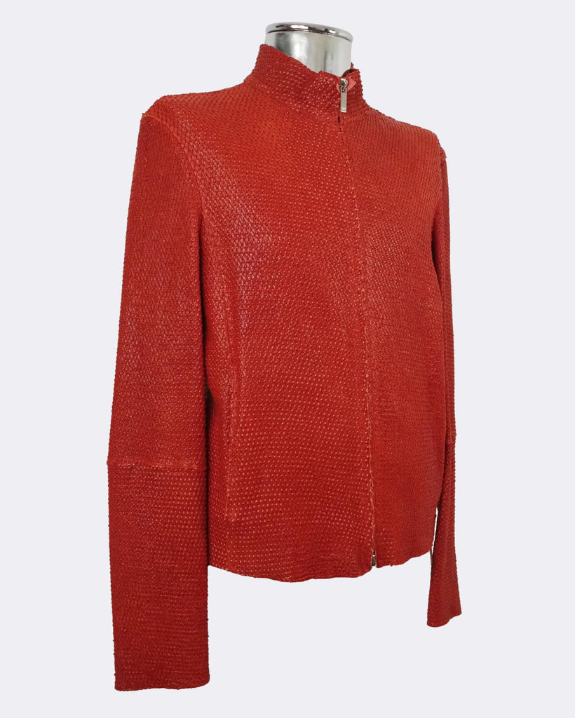 Armani red leather jacket store