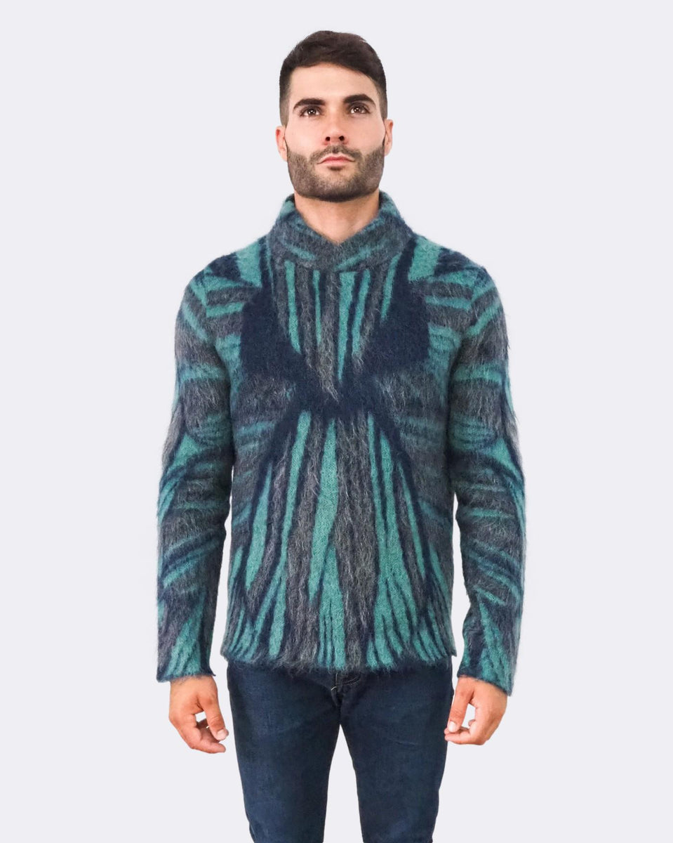 Men´s Emporio Armani Mohair Turquoise Sweater Large – atemporali